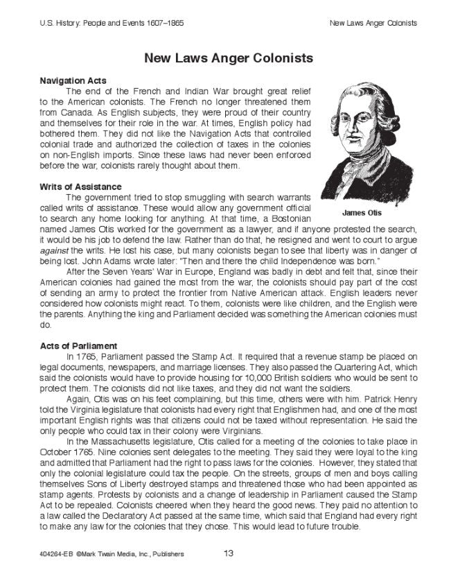U.S. History: People and Events 1607-1865 Resource Book Grade 6-12 – A ...