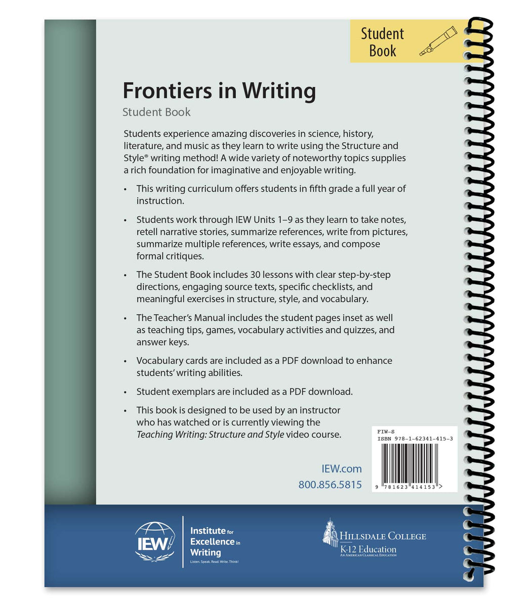 IEW Frontiers in Writing Student Book (Grades 3-5) – A Brighter Child ...