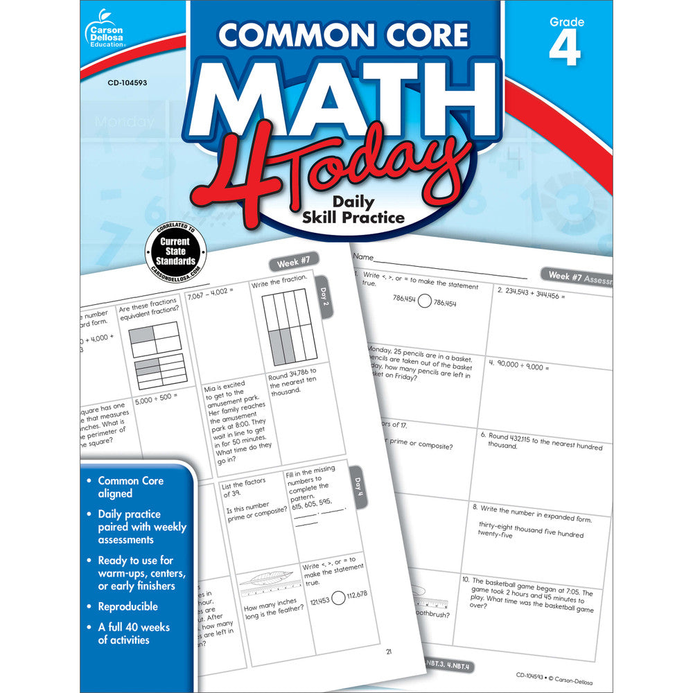 Common Core Math 4 Today Workbook Grade 4 Paperback – A Brighter Child ...