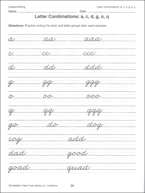 Cursive Writing: Instruction, Practice, and Reinforcement Workbook Gra ...