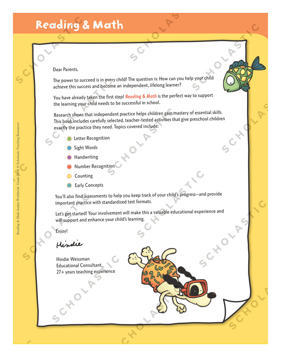 Scholastic Reading & Math Jumbo Workbook: Grade PreK – A Brighter Child ...